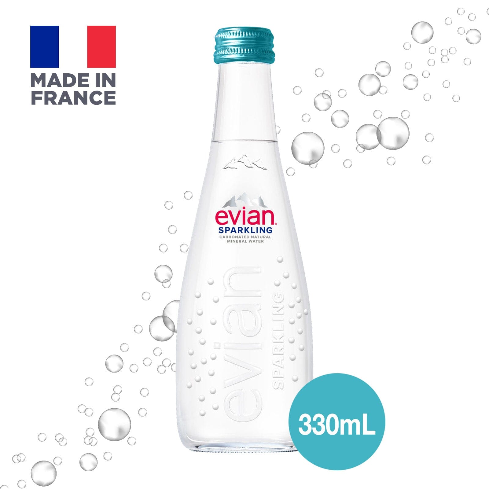 Evian Natural Mineral Water Sparkling Glass 330ml - Boozy.ph