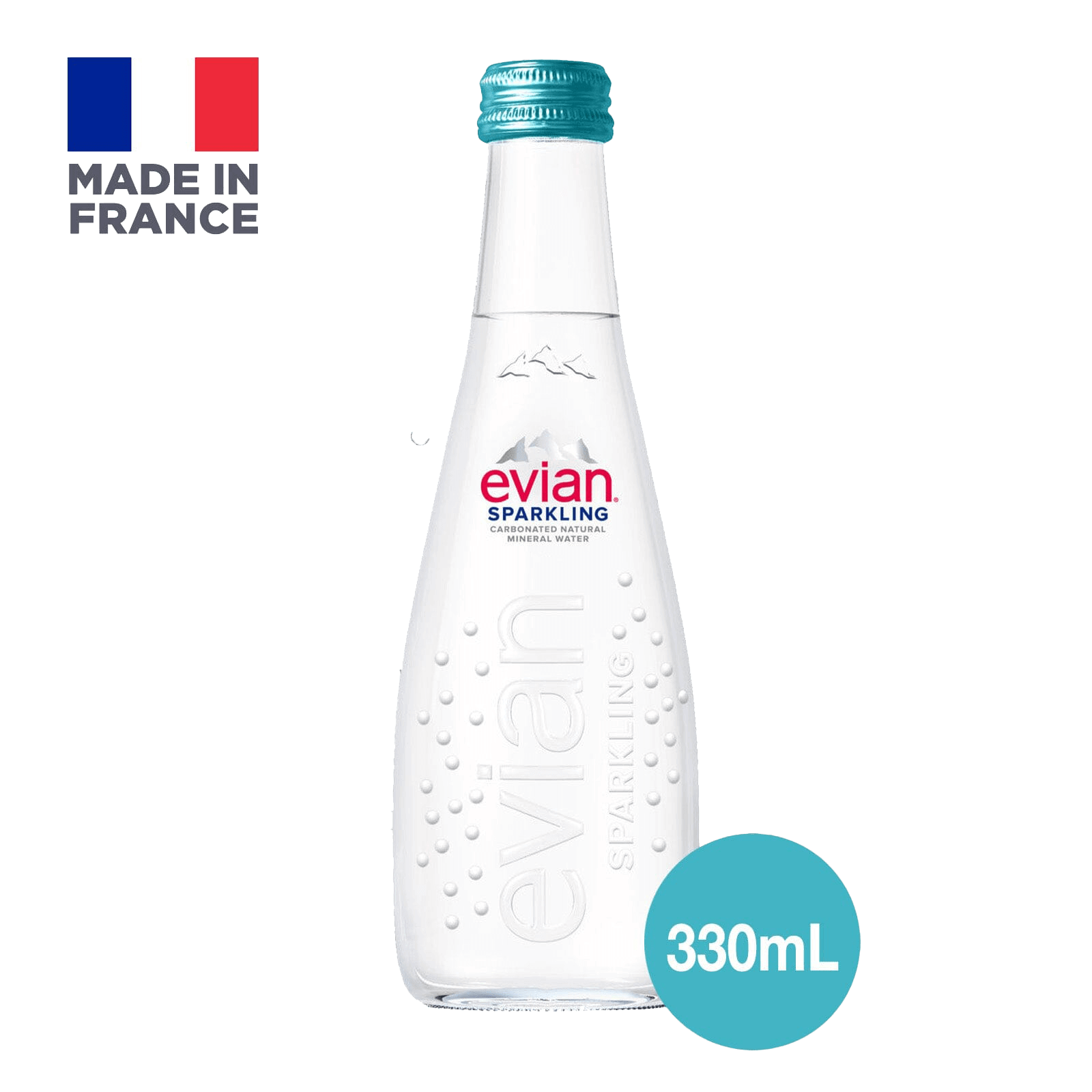 Evian Natural Mineral Water Sparkling Glass 330ml - Boozy.ph