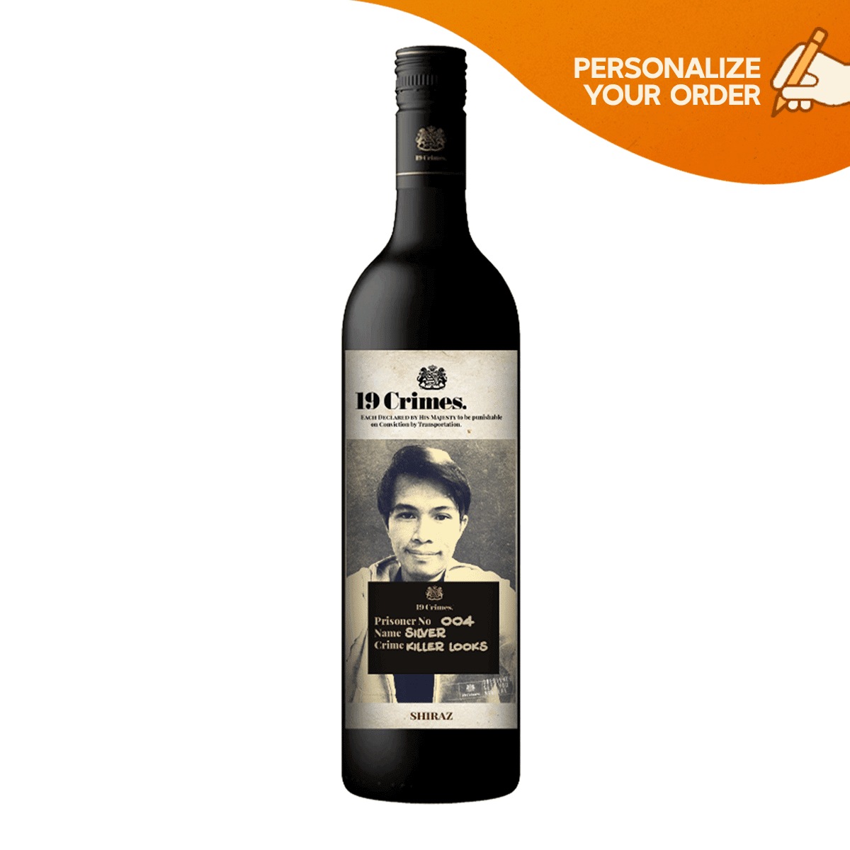 19 Crimes Shiraz Australian Red Wine 750ml Personalized Bottle - Boozy.ph