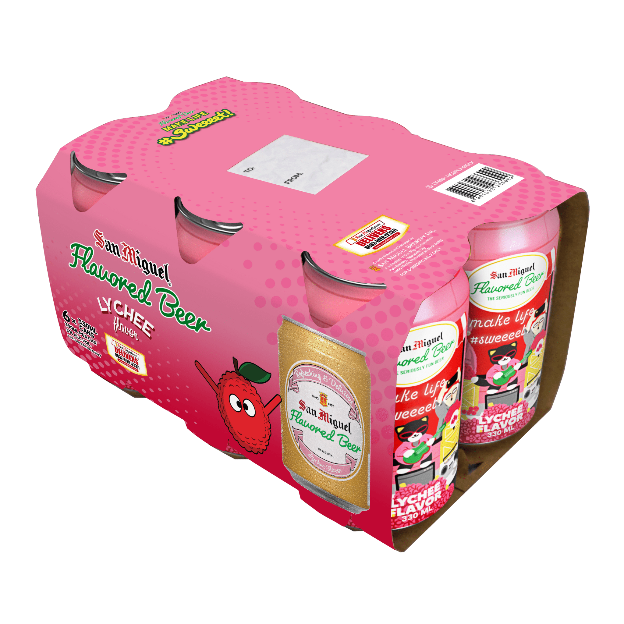 San Miguel Lychee Beer 330ml Can 6-Pack - Boozy.ph