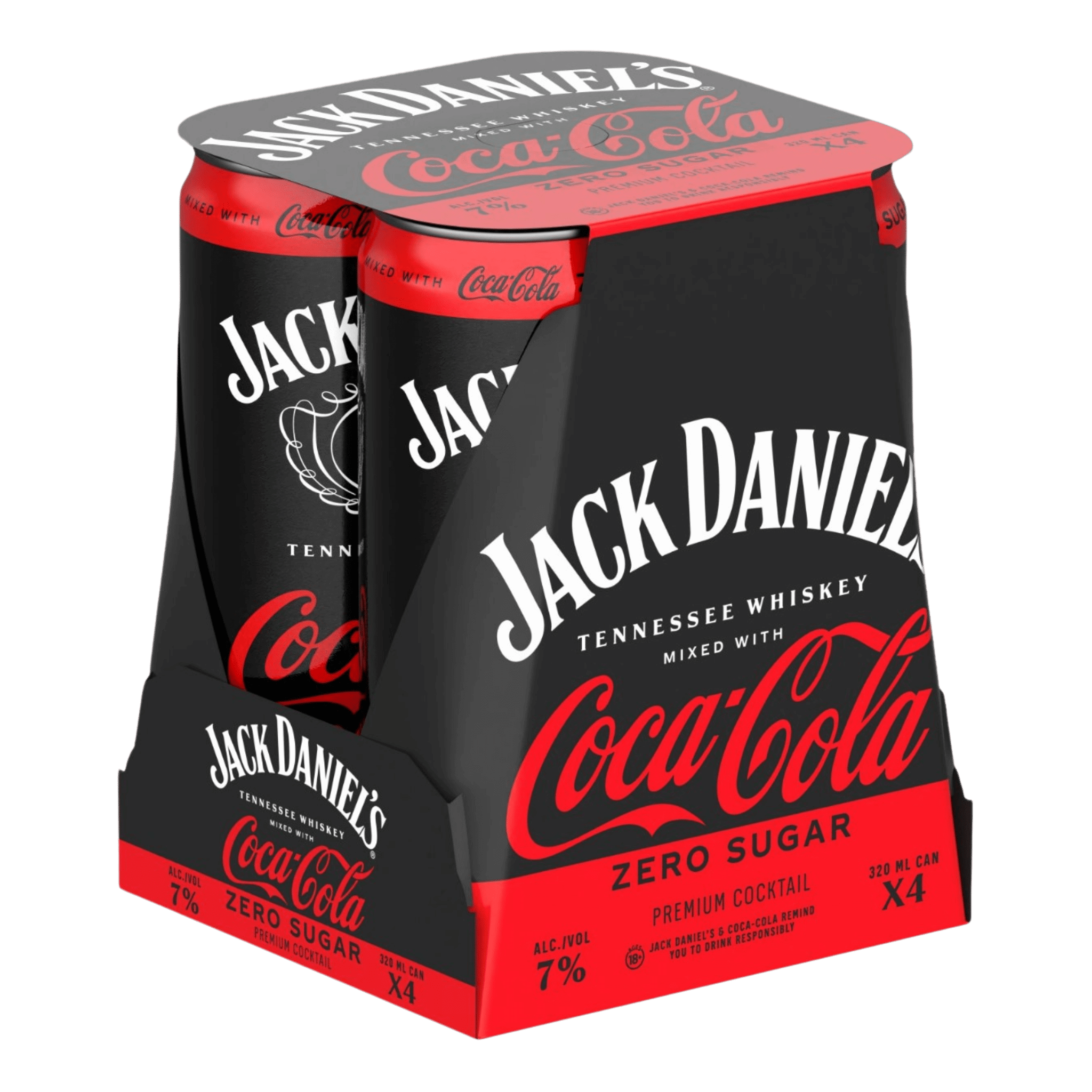 Jack & Coke Zero Sugar 320ml Can 4-Pack - Boozy.ph