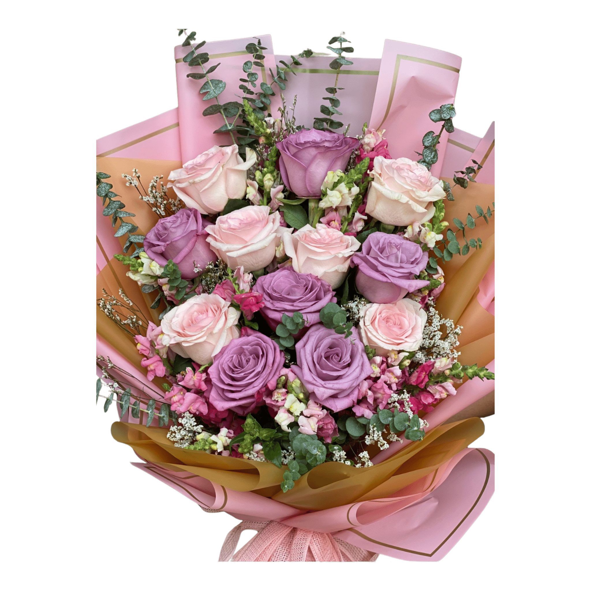 Assorted Favorites (Deep Purple & Baby Pink Ecuadorian Roses) - Boozy.ph
