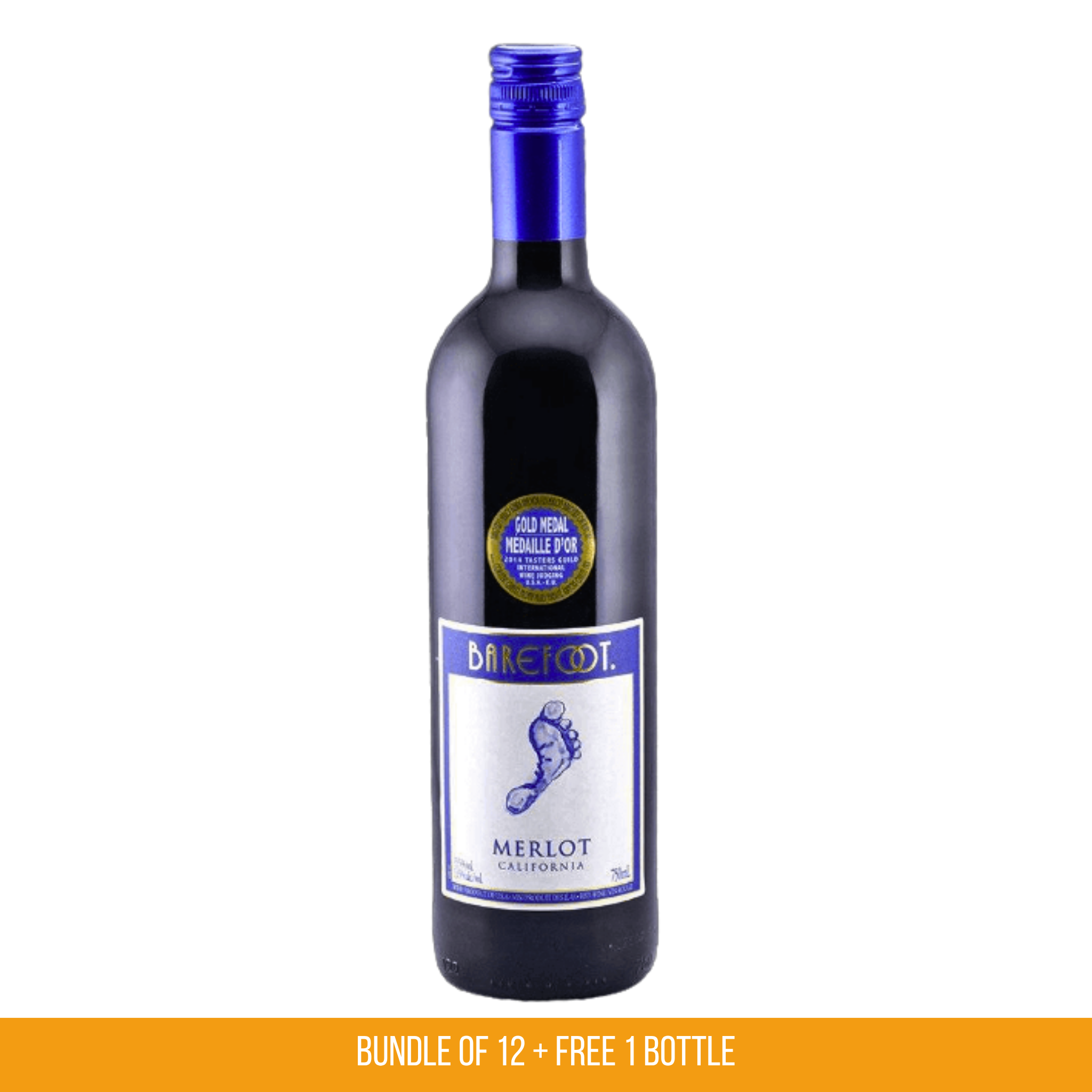 Barefoot Merlot Californian Red Wine 750ml Bundle of 12 + Free 1 Bottl ...