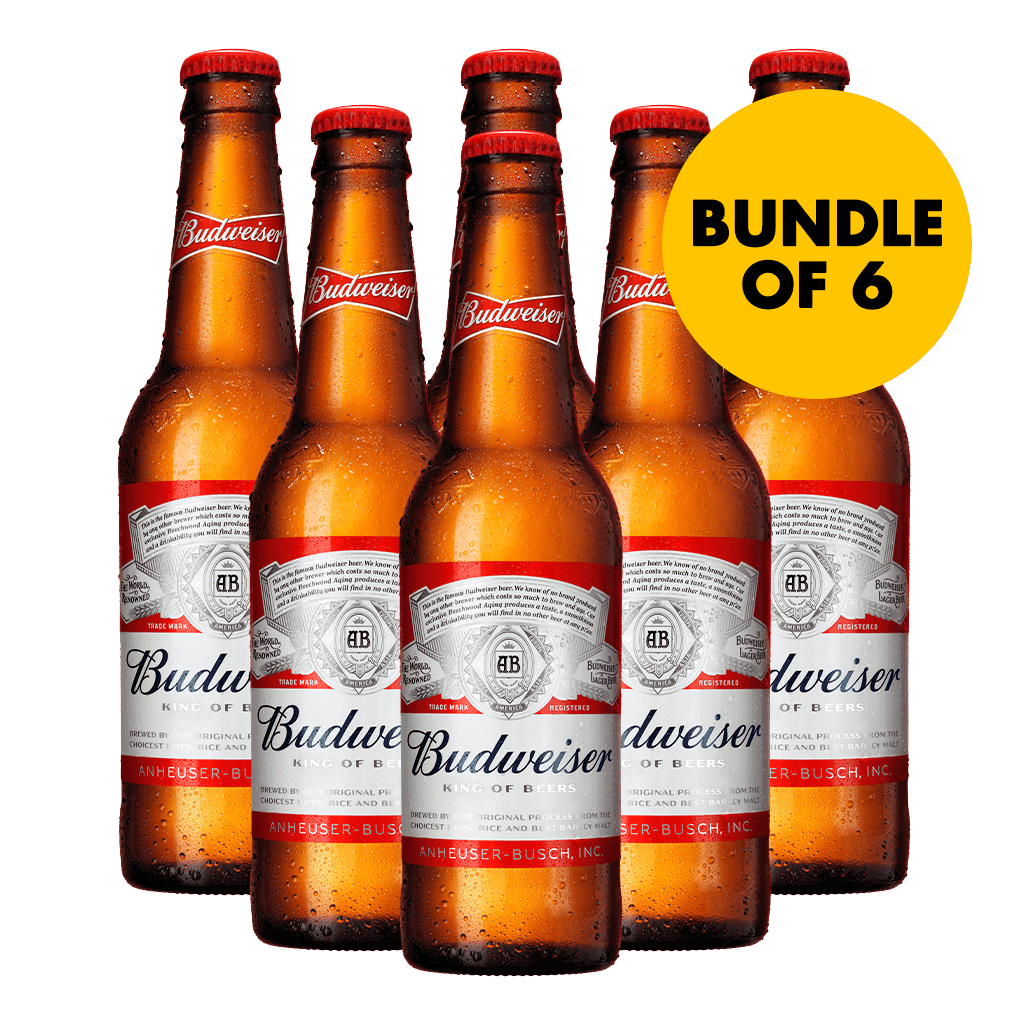 Budweiser Bottle Bundle of 6 - American Pale Lager Beer - 330ml - Boozy.ph