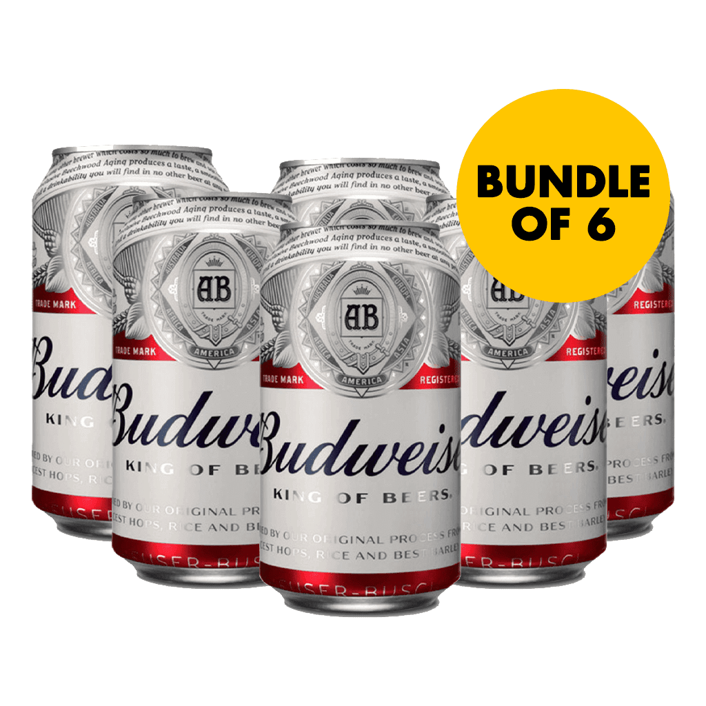 Budweiser Can Bundle of 6 - American Pale Lager Beer - 330ml - Boozy.ph