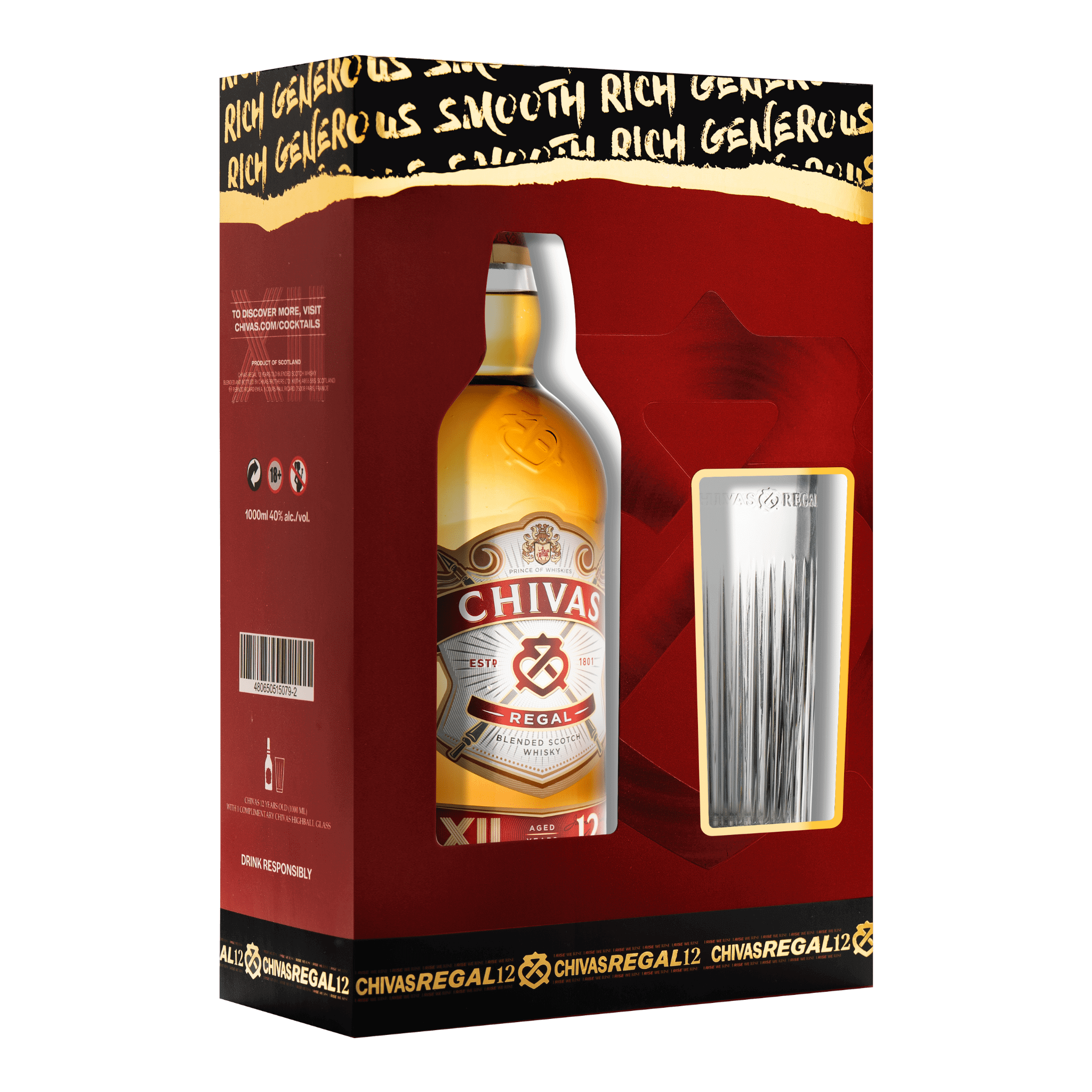 Chivas Regal 12yo 1L Highball Glass Pack - Boozy.ph