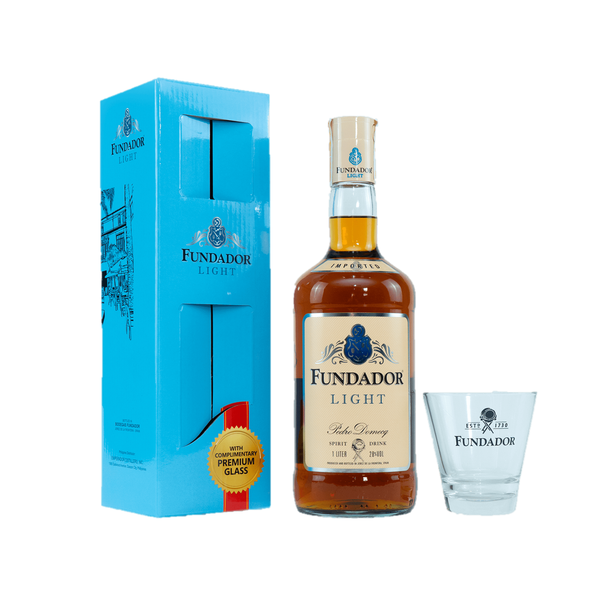 Fundador Light 1L with FREE Brandy Glass - Boozy.ph