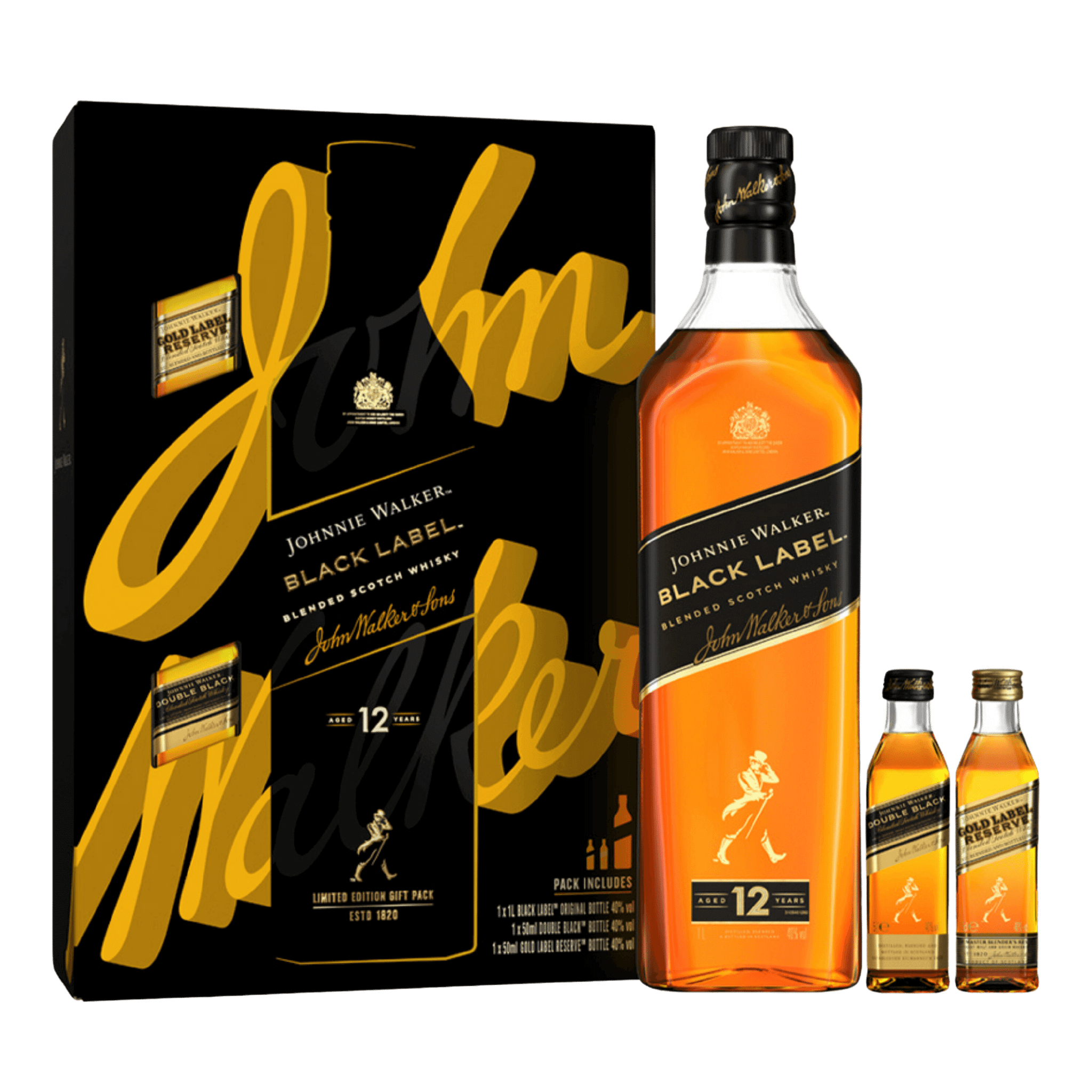 Johnnie Walker Black Label Blended Scotch Whisky 1L Miniature Pack ...