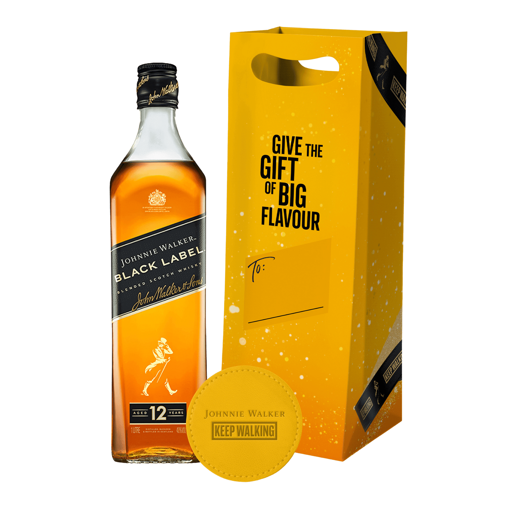 Johnnie Walker Black Label Blended Scotch Whisky 1L + Johnnie Walker G ...