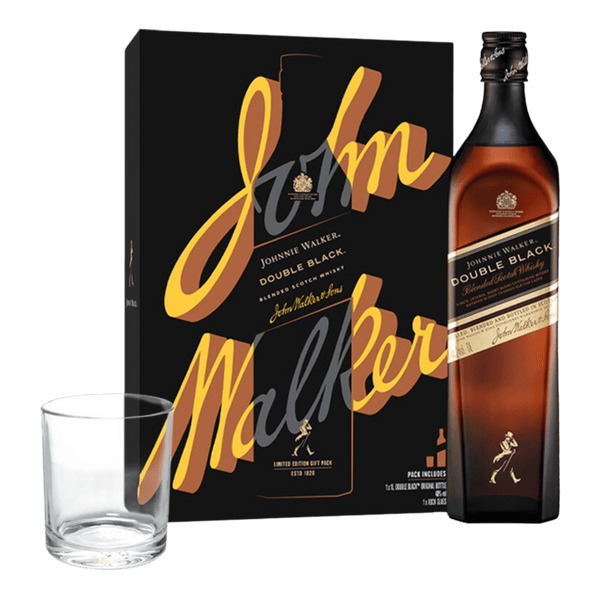 Johnnie Walker Double Black 1L Rock Glass Pack - Boozy.ph