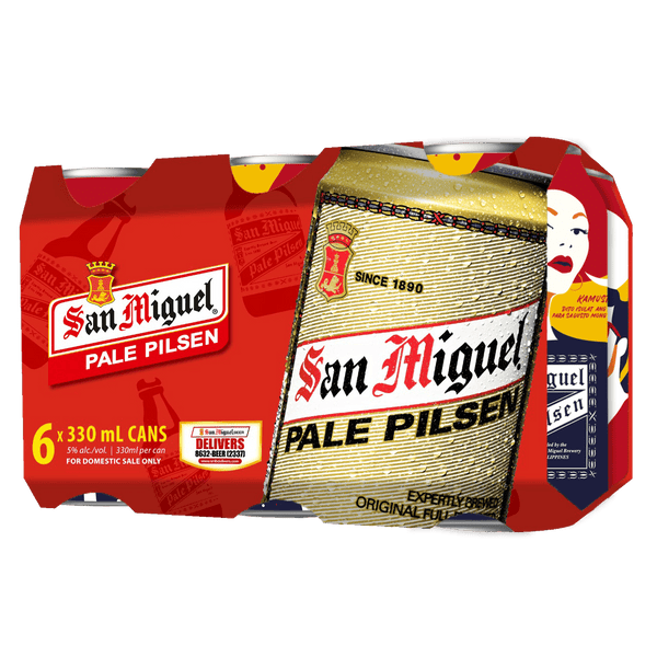 San Miguel Pale Pilsen Can 6-Pack - Philippine Pilsner Beer - 330 mL ...