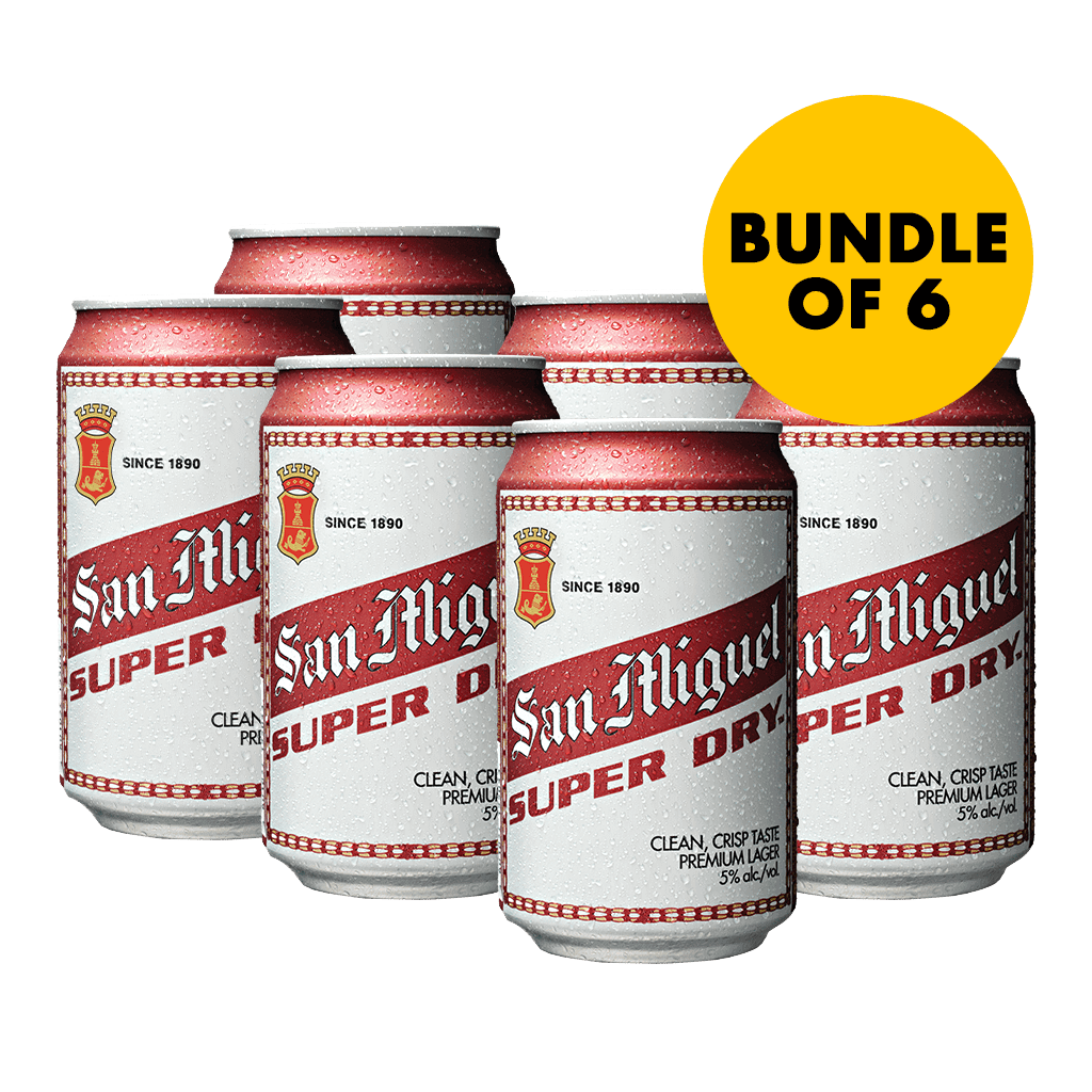 San Miguel Super Dry Can Bundle of 6 - 330mL - Boozy.ph