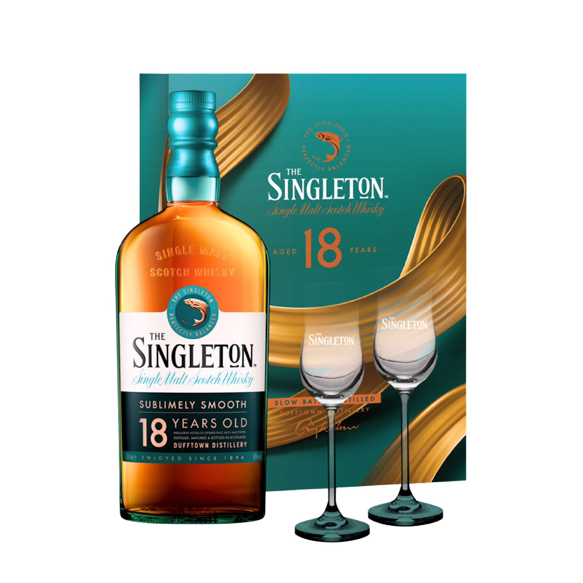 The Singleton of Dufftown 18 Year Old 700ml with (2) Tulip Glasses ...