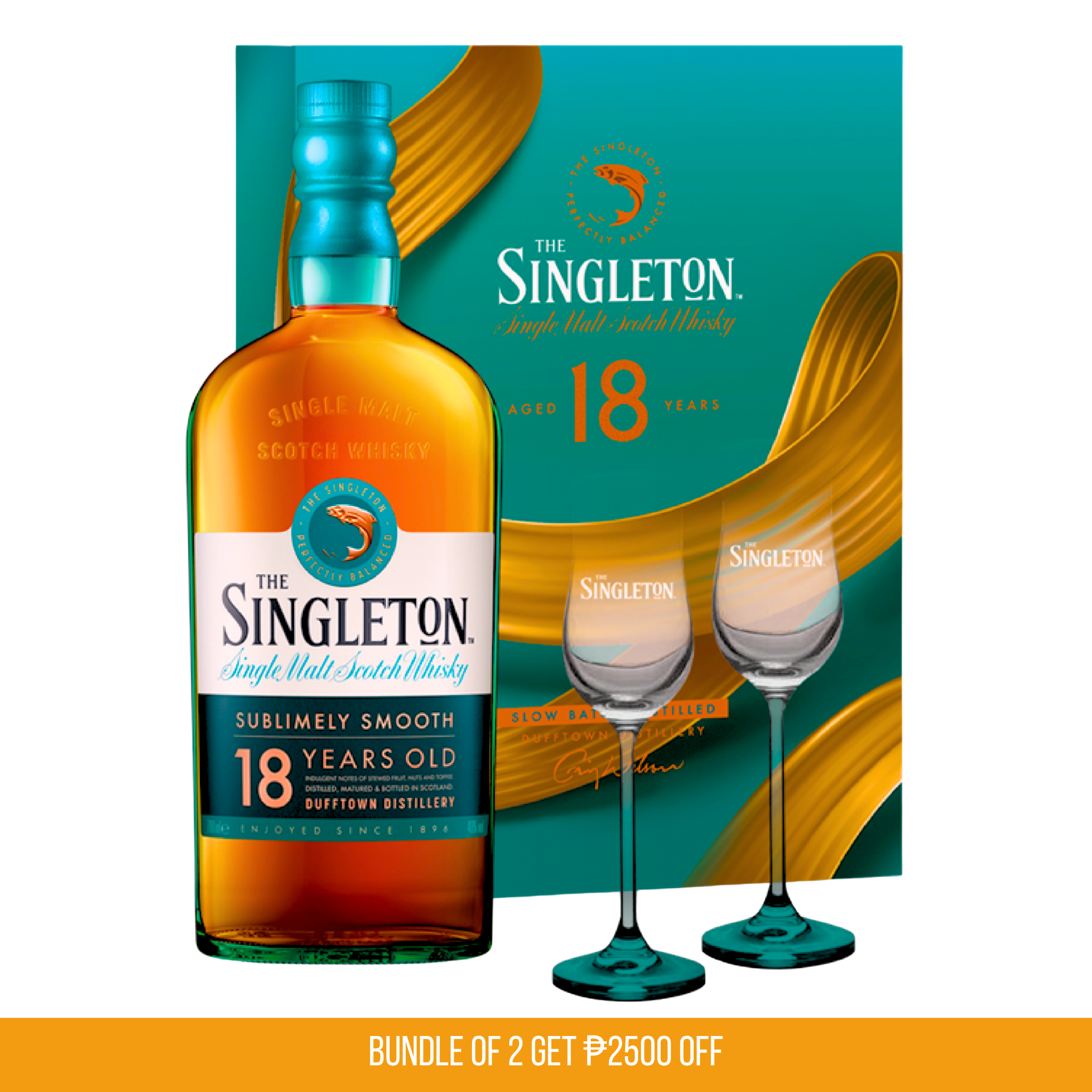 The Singleton of Dufftown 18 Year Old 700ml with (2) Tulip Glasses Bun ...