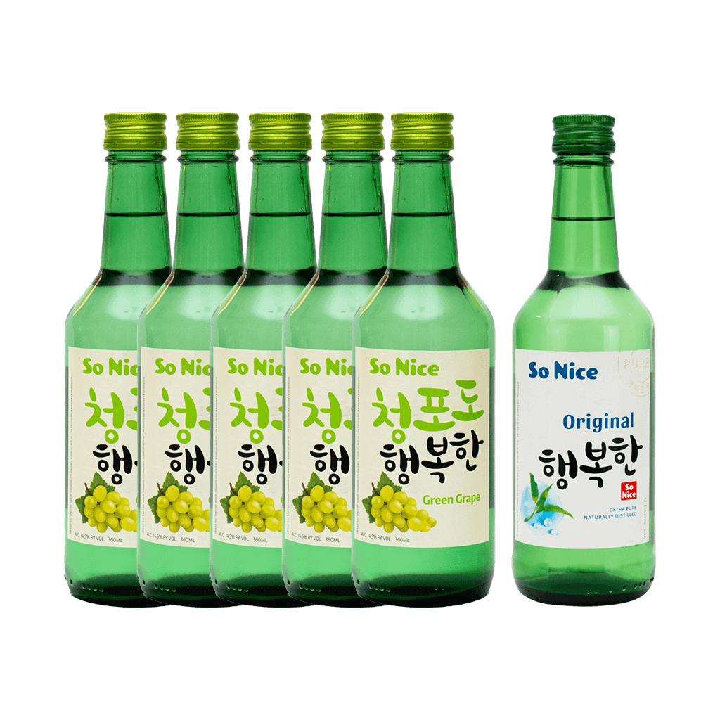 So Nice Green Grape Soju 360ml Bundle of 5 + FREE 1 So Nice Original S ...