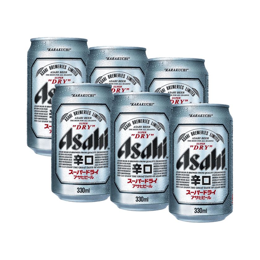 Asahi Super Dry 330ml Can Bundle of 6 Lager Beer - Boozy.ph
