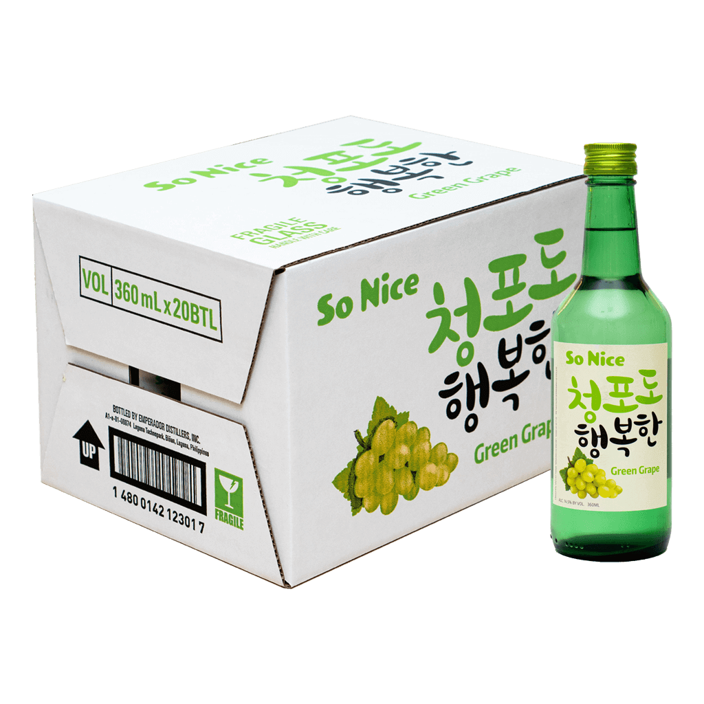So Nice Green Grape Soju 360ml Case of 20 - Boozy.ph