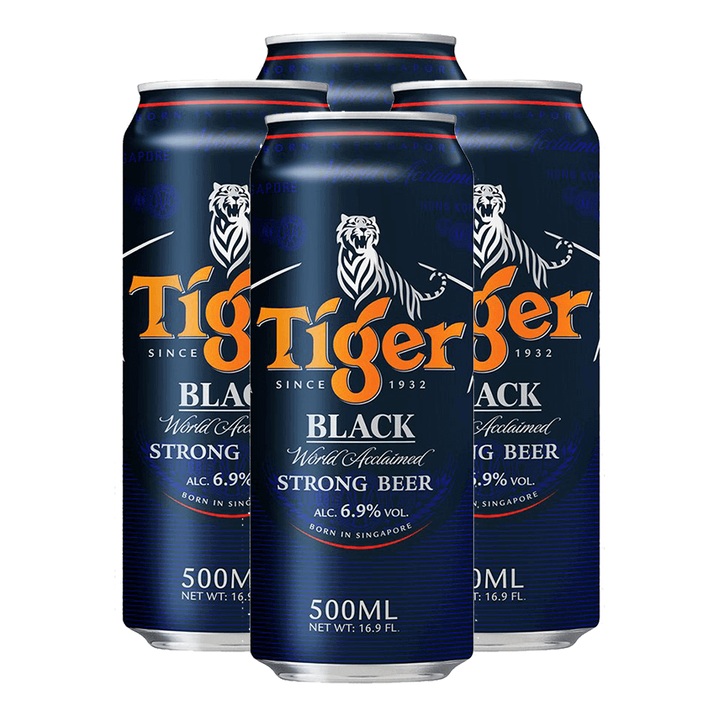 Tiger Black 4-Can Bundle - SG Lager - 500ml - Boozy.ph