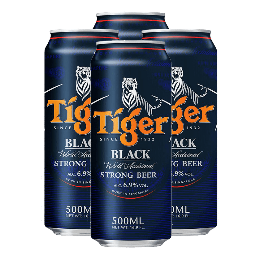 Tiger Black 4-Can Bundle - SG Lager - 500ml - Boozy.ph